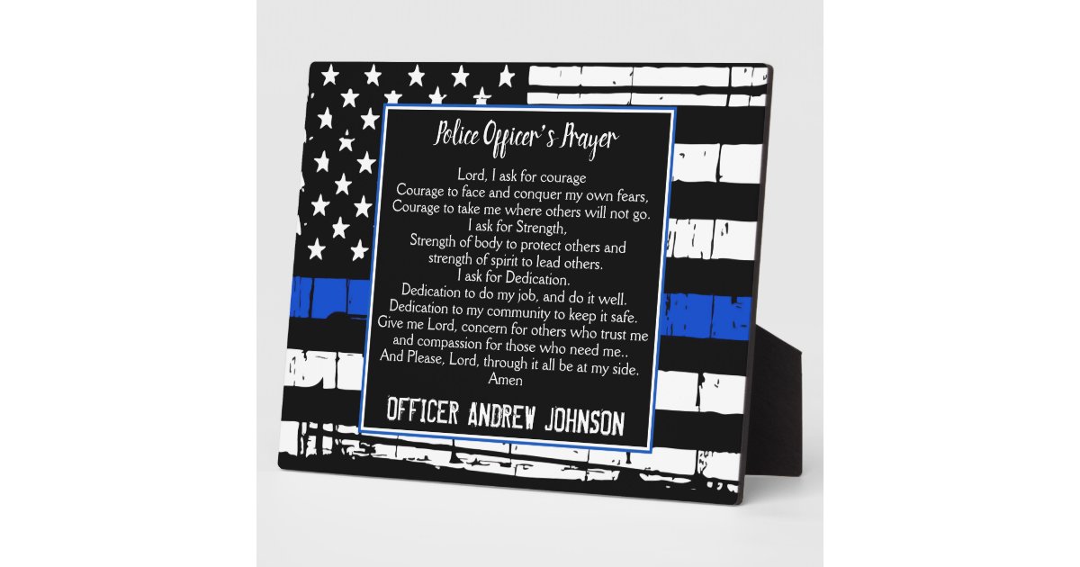 Thin Blue Line Personalized Police Officer Prayer Plaque | Zazzle