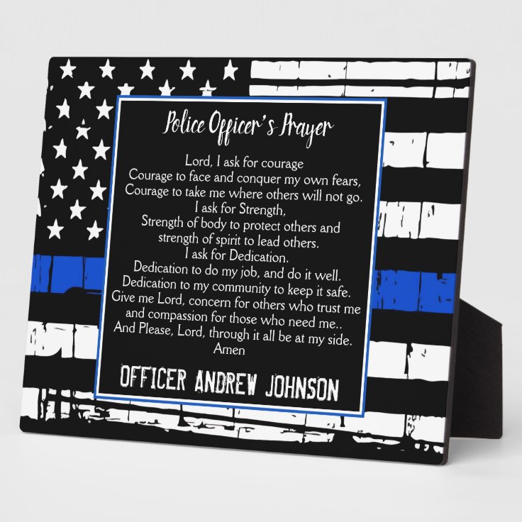 Thin Blue Line Personalized Police Officer Prayer Plaque | Zazzle
