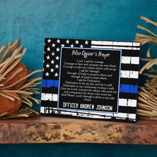 Thin Blue Line Personalized Police Officer Prayer Plaque | Zazzle