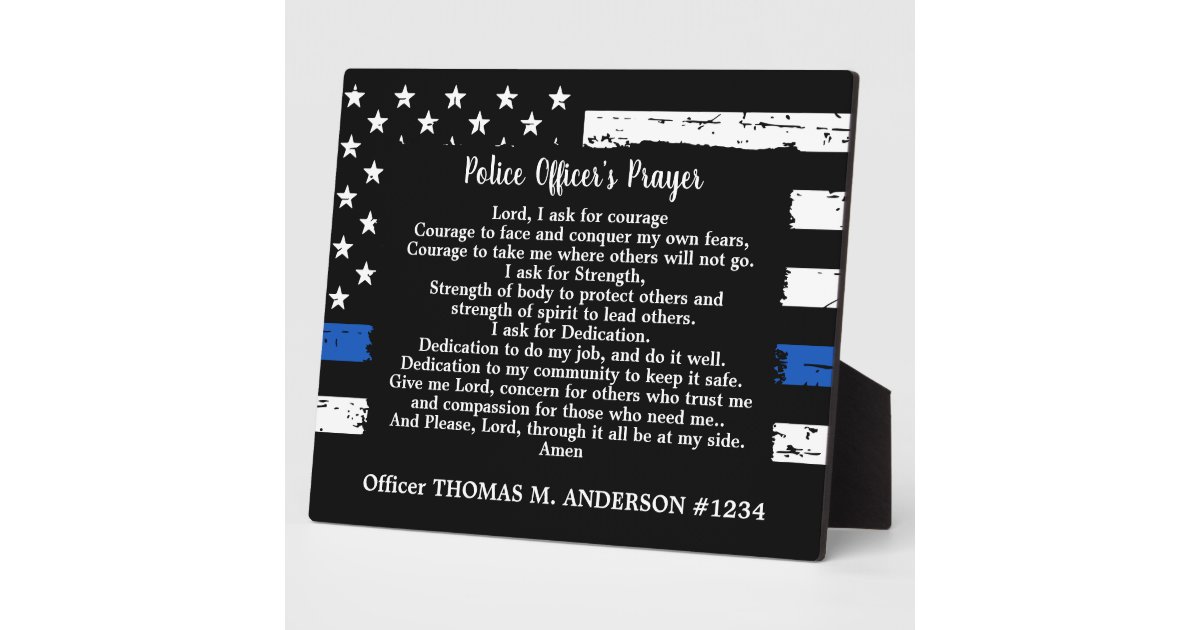 Thin Blue Line Personalized Police Officer Prayer Plaque | Zazzle