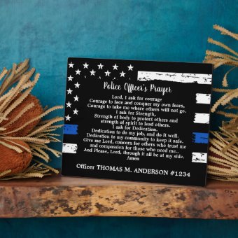 Thin Blue Line Personalized Police Officer Prayer Plaque | Zazzle