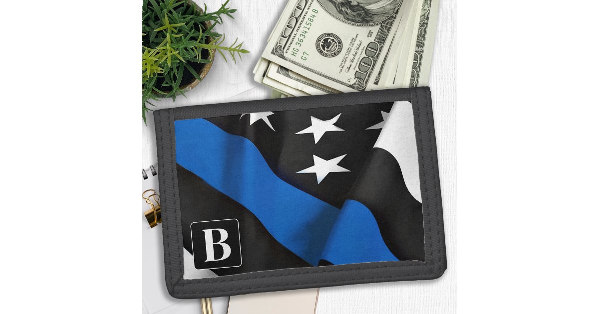 Thin Blue Line Personalized Police Trifold Wallet | Zazzle