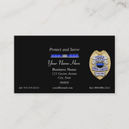 Thin Blue Line Police Badge and Light Bar Business Card | Zazzle