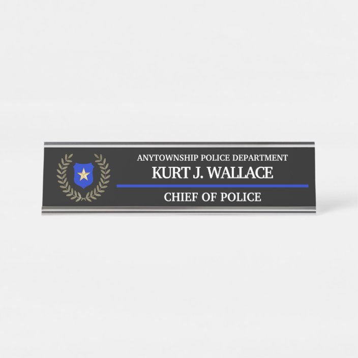 Thin Blue Line Police Badge Desk Name Plate | Zazzle.com