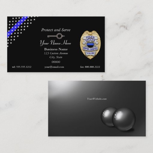 Thin Blue Line Police Badge Handcuff Key Business Card | Zazzle