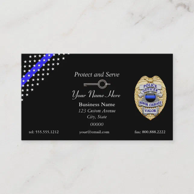 Thin Blue Line Police Badge Handcuff Key Business Card | Zazzle