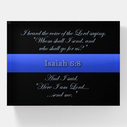 Thin Blue Line Police Bible Scripture Paperweight | Zazzle.com