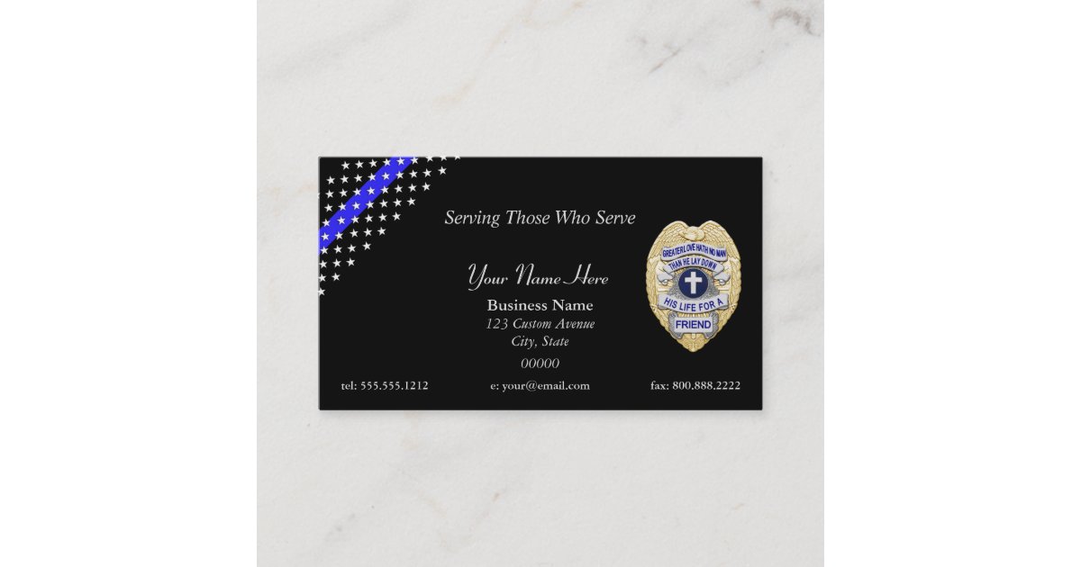 Thin Blue Line Police Chaplain Badge Business Card | Zazzle