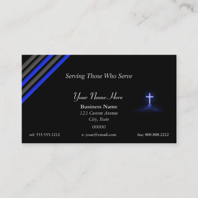Thin Blue Line Police Chaplain Cross Business Card | Zazzle