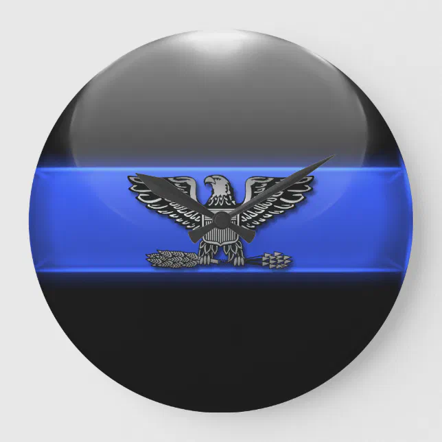 Thin Blue Line - Police Chief Eagle Insignia Large Clock | Zazzle