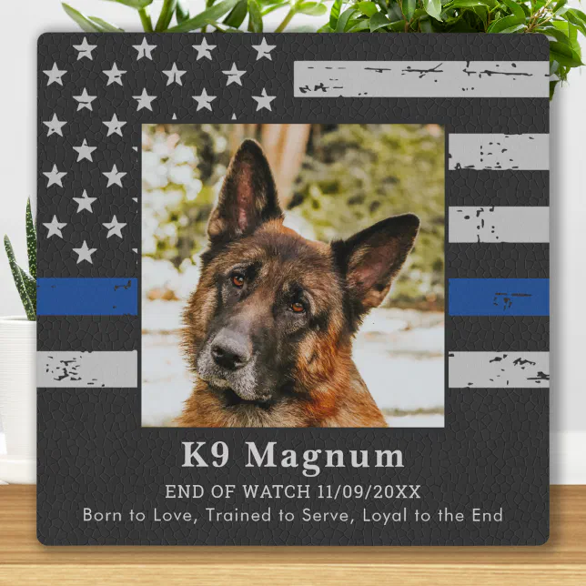 Thin Blue Line - Police Dog Photo EOW - Officer K9 Plaque | Zazzle