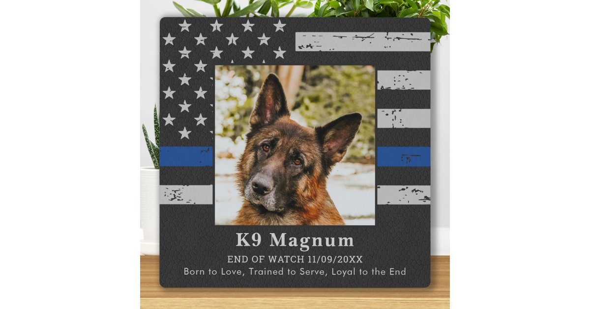 Thin Blue Line - Police Dog Photo EOW - Officer K9 Plaque | Zazzle
