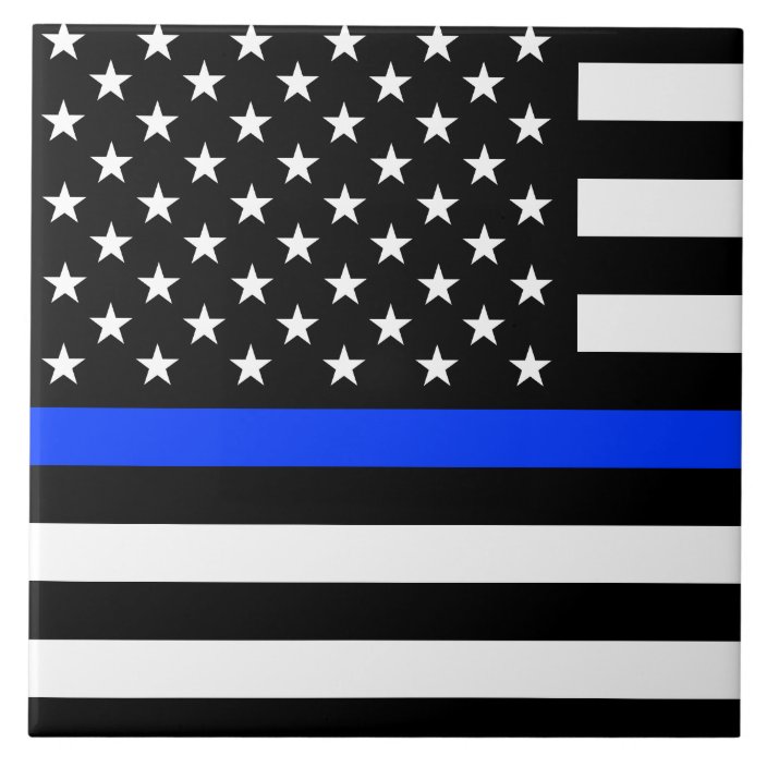 Thin Blue Line Police Flag Ceramic Tile | Zazzle.com