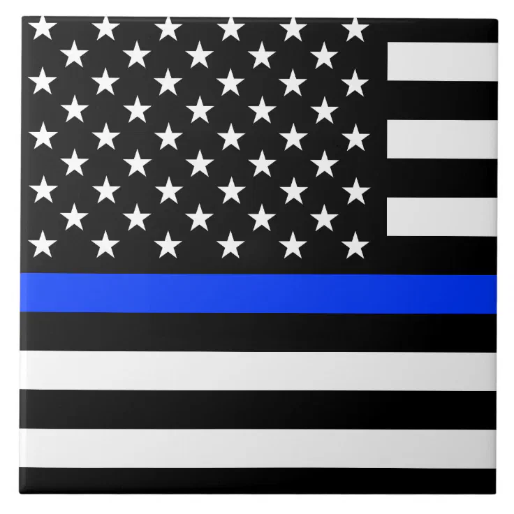 Thin Blue Line Police Flag Ceramic Tile | Zazzle