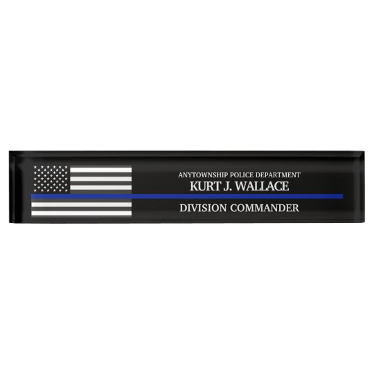 Thin Blue Line Police Flag Desk Name Plate | Zazzle.com