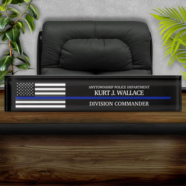 Thin Blue Line Police Flag Desk Name Plate | Zazzle