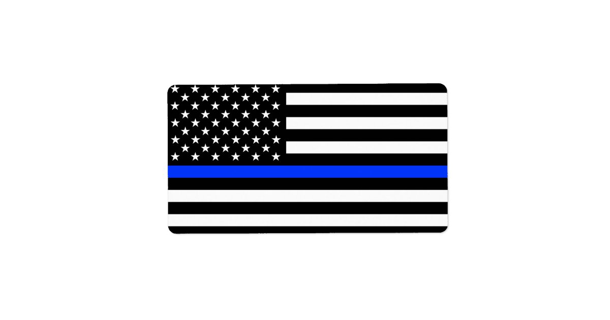 Thin Blue Line Police Flag Label | Zazzle