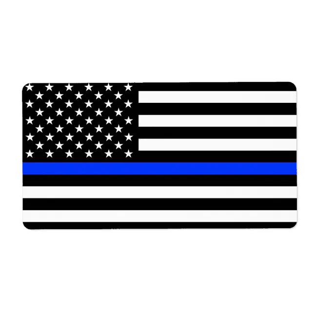 Thin Blue Line Police Flag Label | Zazzle