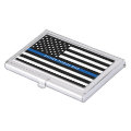 Thin Blue Line Police Flag Monogram Business Card Case | Zazzle
