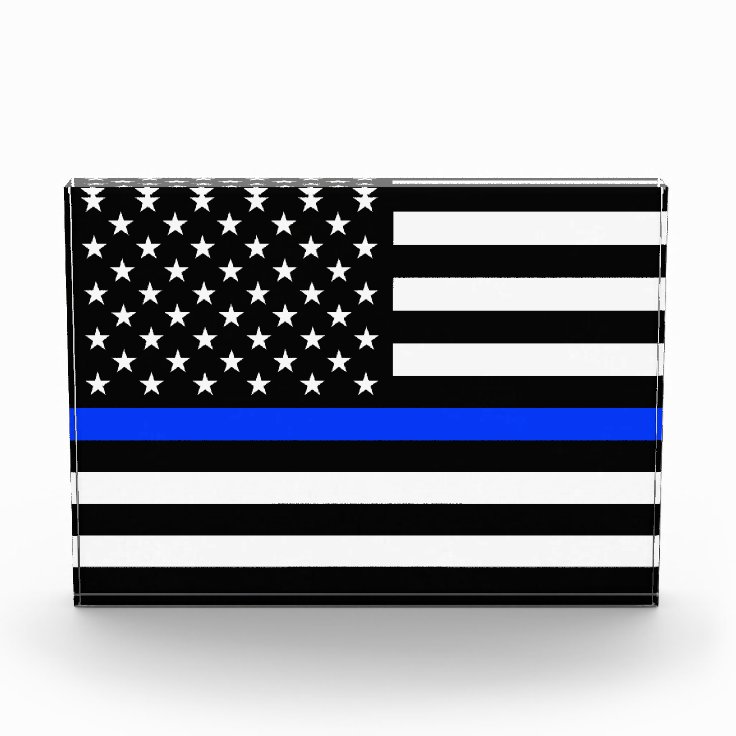 Thin Blue Line Police Flag Photo Block | Zazzle