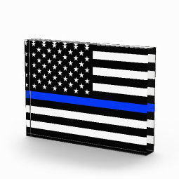 Thin Blue Line Police Flag Photo Block | Zazzle