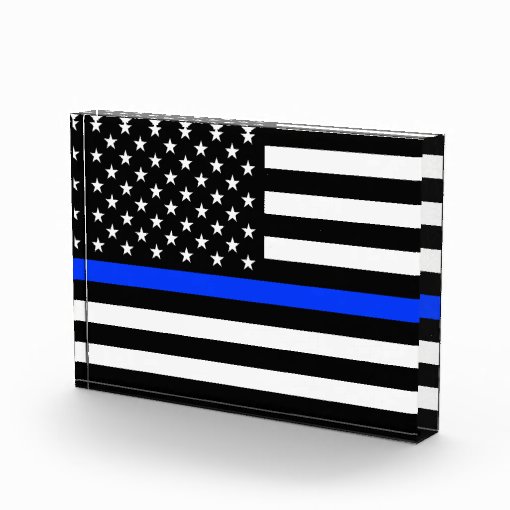 Thin Blue Line Police Flag Photo Block | Zazzle
