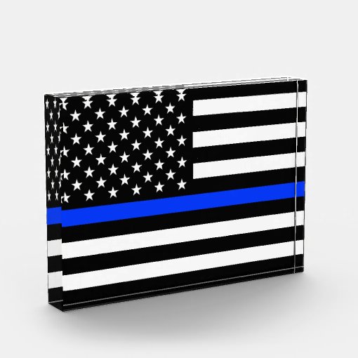 Thin Blue Line Police Flag Photo Block | Zazzle