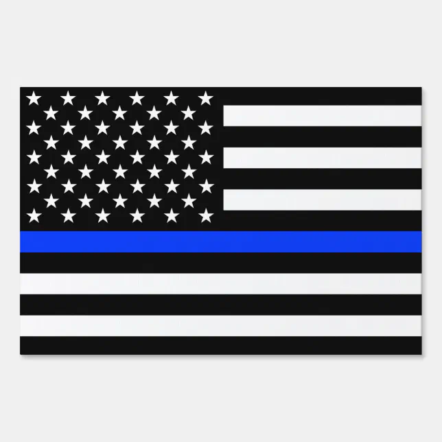 Thin Blue Line Police Flag Sign | Zazzle