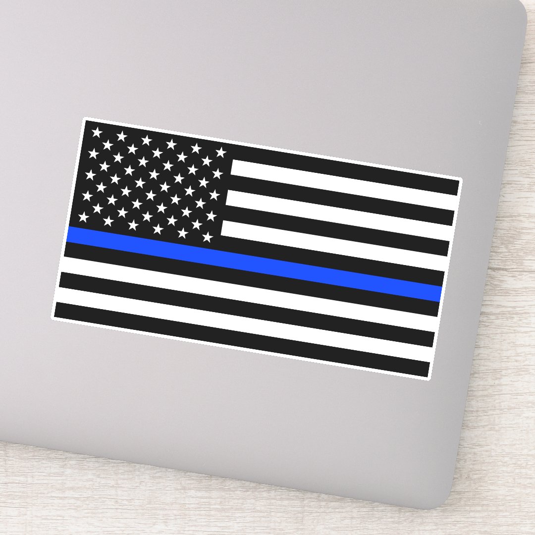Thin Blue Line Police Flag Sticker | Zazzle