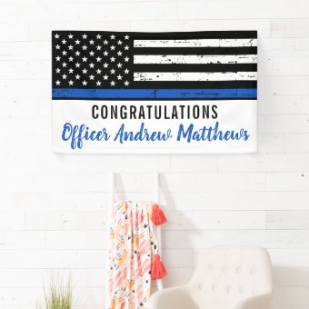 Thin Blue Line Police Graduation Law Enforcement Banner | Zazzle