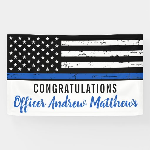 Thin Blue Line Police Graduation Law Enforcement Banner | Zazzle