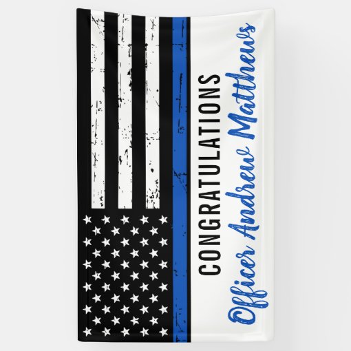 Thin Blue Line Police Graduation Law Enforcement Banner | Zazzle