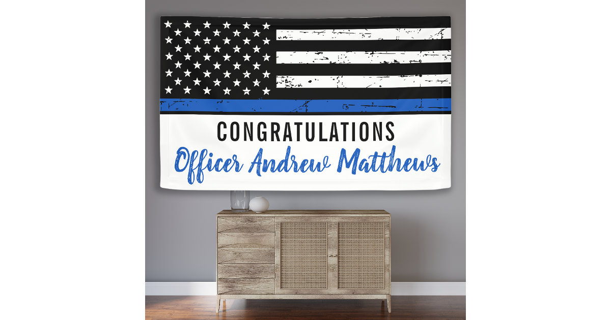 Thin Blue Line Police Graduation Law Enforcement Banner | Zazzle