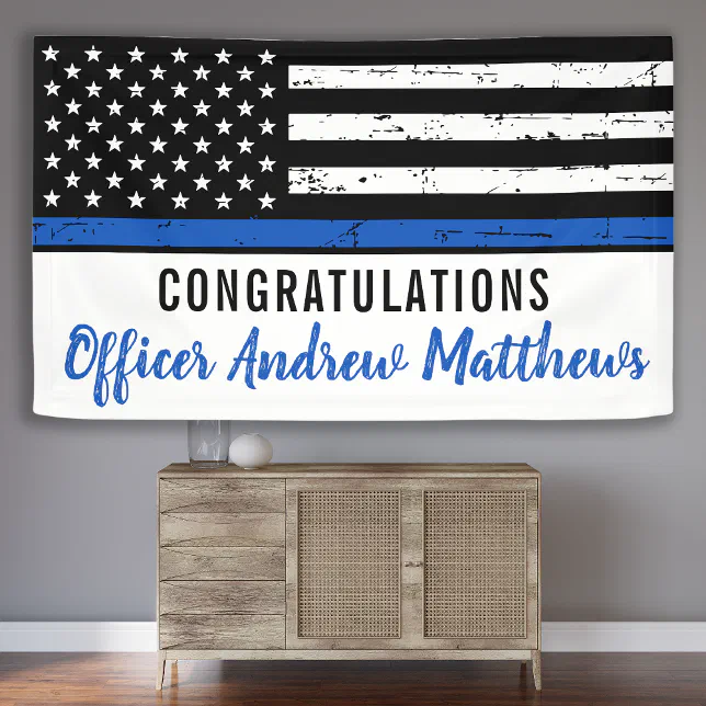 Thin Blue Line Police Graduation Law Enforcement Banner | Zazzle