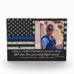 Thin Blue Line Police Memorial Photo Block | Zazzle