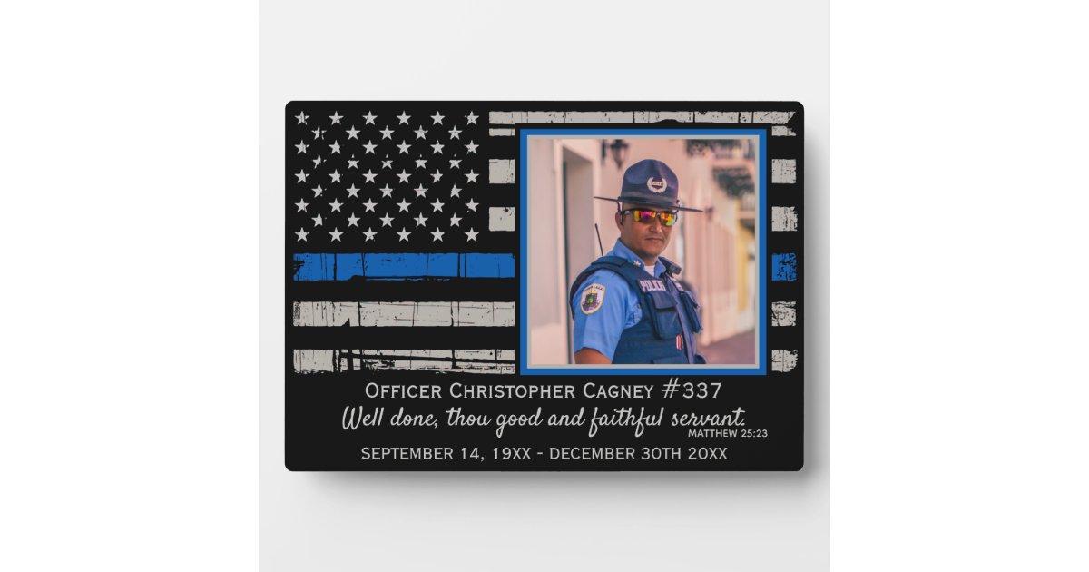 Thin Blue Line Police Memorial Photo Plaque | Zazzle