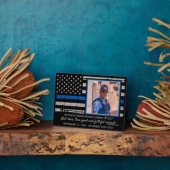 Thin Blue Line Police Memorial Photo Plaque | Zazzle