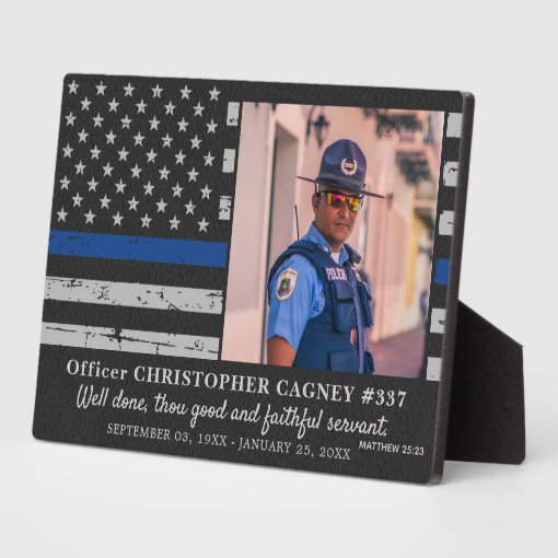 Thin Blue Line Police Memorial Photo Plaque | Zazzle
