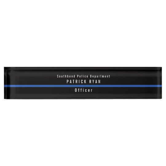 Thin Blue Line Police Modern Monogram Desk Name Plate | Zazzle.com