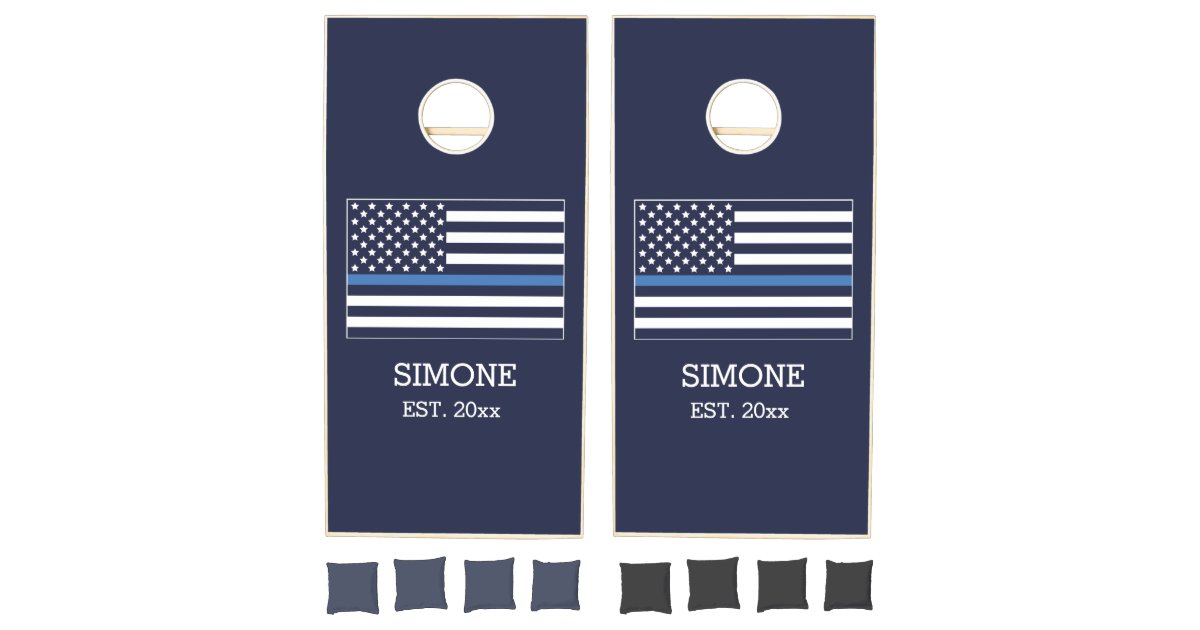 Thin Blue Line Police Officer Cornhole Set | Zazzle