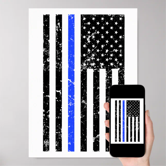 Thin Blue Line - Police Officer - Flag Poster | Zazzle
