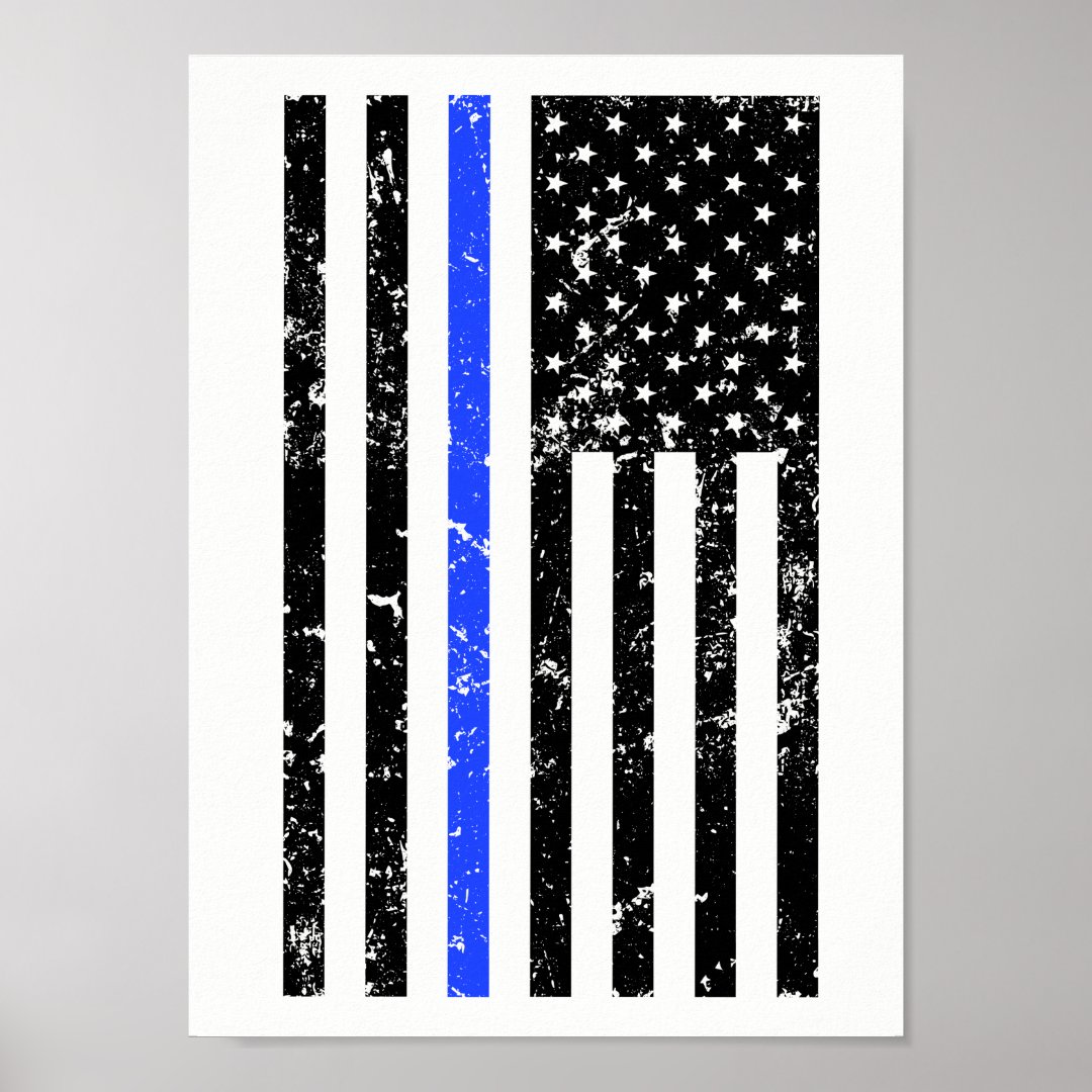 Thin Blue Line - Police Officer - Flag Poster | Zazzle