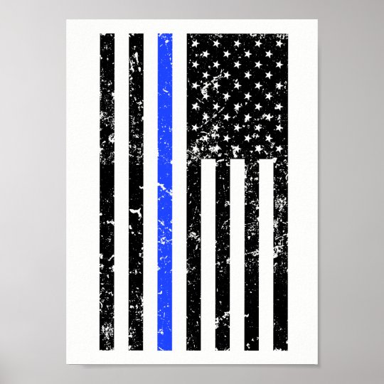 Thin Blue Line - Police Officer - Flag Poster | Zazzle.com