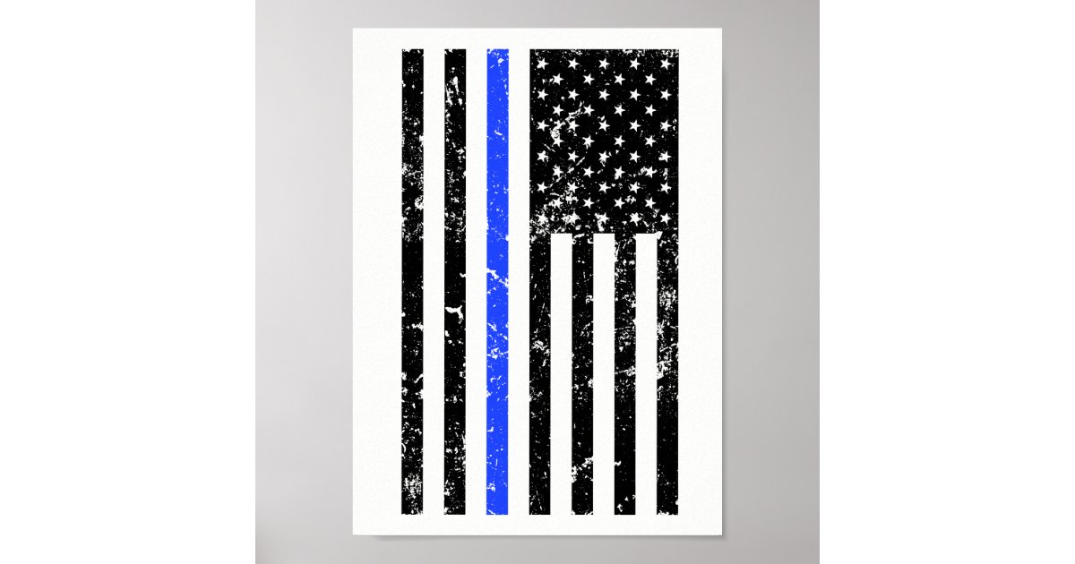 Thin Blue Line - Police Officer - Flag Poster | Zazzle