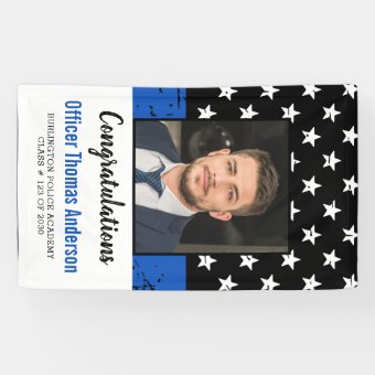 Thin Blue Line Police Officer Graduation Party Banner | Zazzle