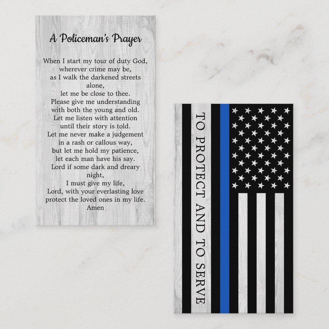 Thin Blue Line Police Officer Policeman's Prayer Business Card | Zazzle