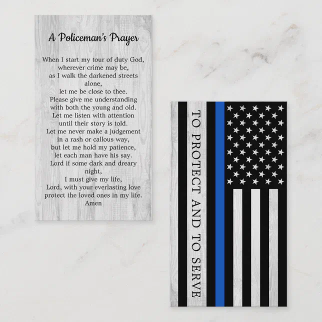 Thin Blue Line Police Officer Policeman's Prayer Business Card | Zazzle