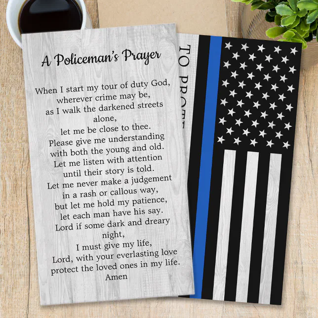 Thin Blue Line Police Officer Policeman's Prayer Business Card | Zazzle