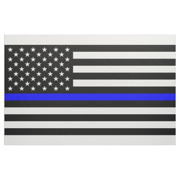 Thin Blue Line Police Officers Memorial Flag Fabric | Zazzle