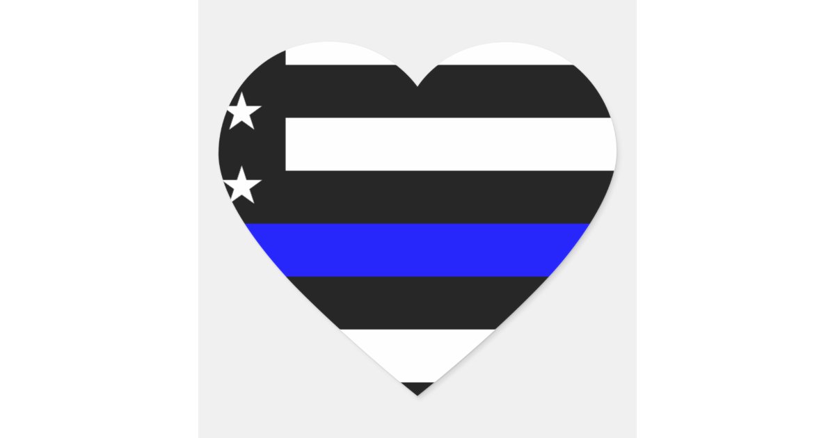 Thin Blue Line Police Officers Memorial Flag Heart Sticker | Zazzle